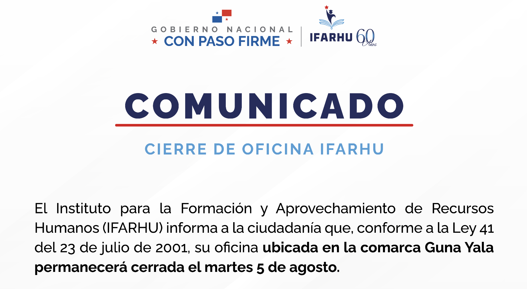 Oficina del IFARHU en Guna Yala estará cerrada el 5 de agosto - IFARHU